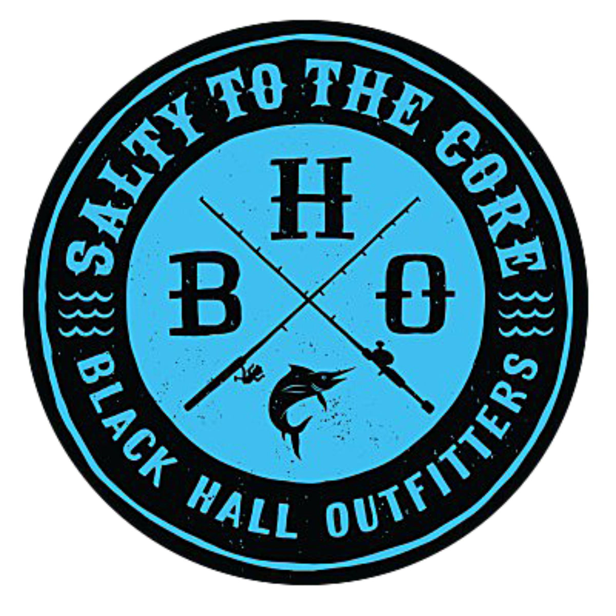 BHO "Salty to the Core" Marlin Badge 4 Inch Round Decals/Stickers