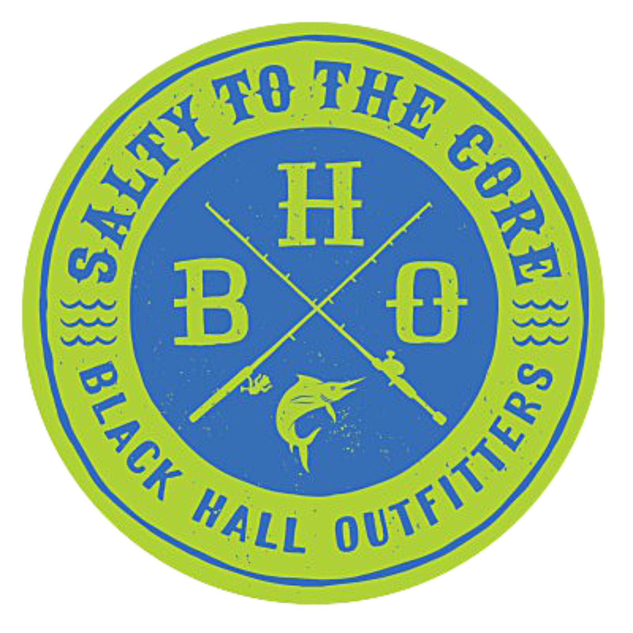 BHO "Salty to the Core" Marlin Badge 4 Inch Round Decals/Stickers